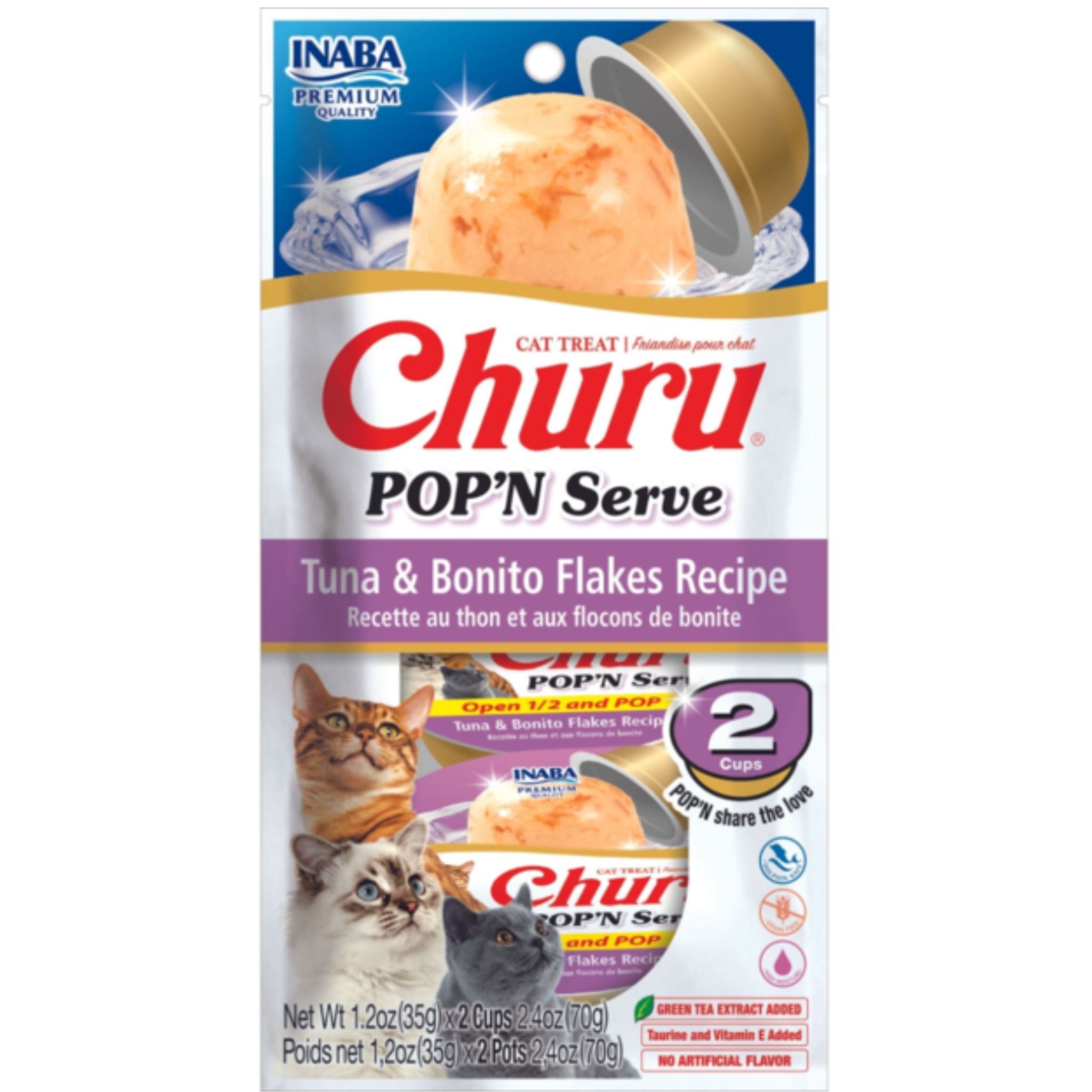 Inaba Cat Treat Churu Pop N Serve Tuna Bonito