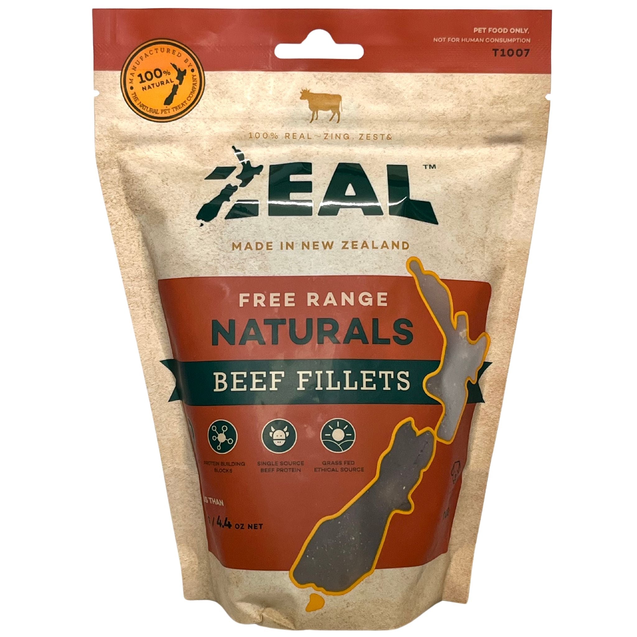 Zeal Dog Treats Free Range Naturals Beef Fillets 125g