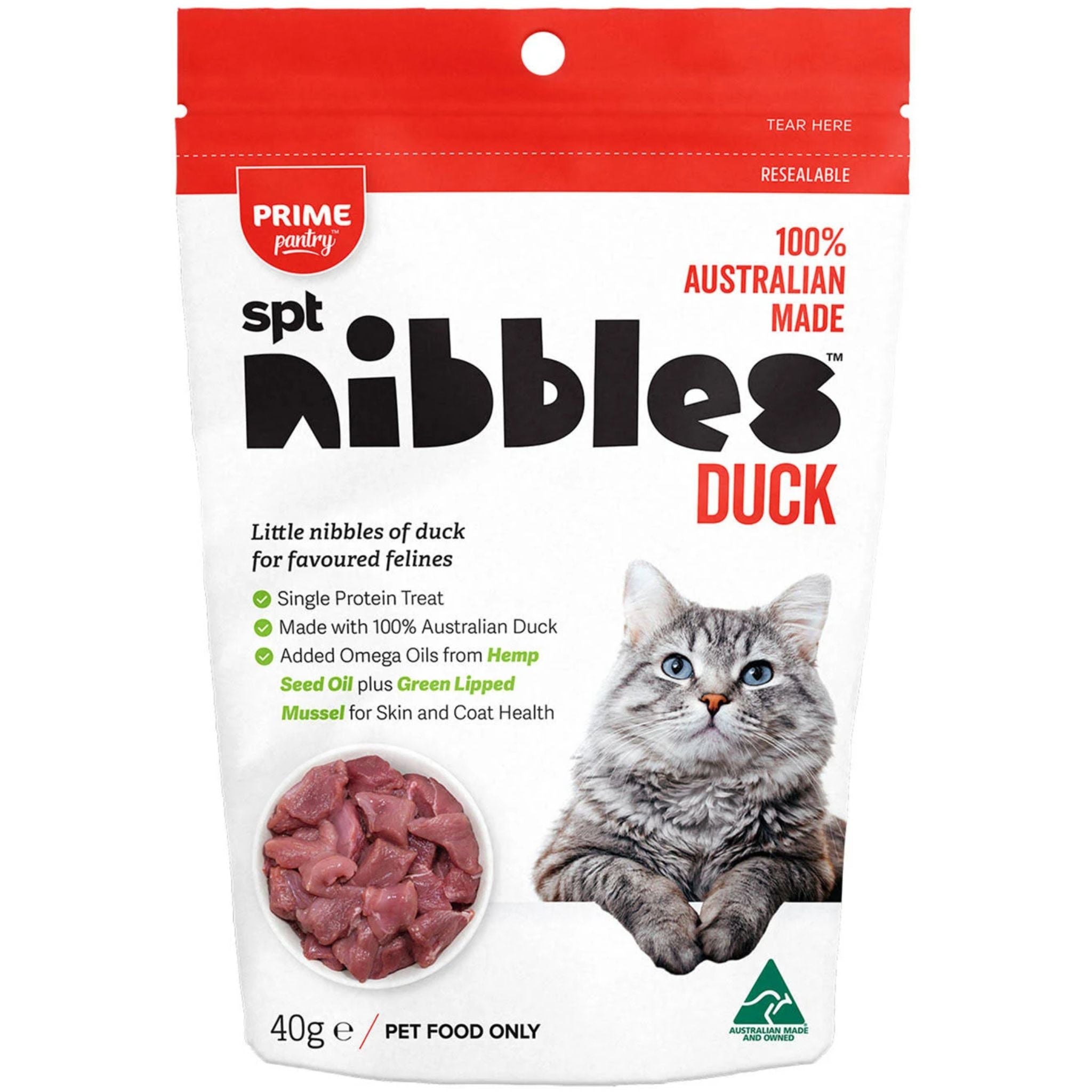 Prime100 Prime Pantry Cat Treats Nibbles Duck 40g