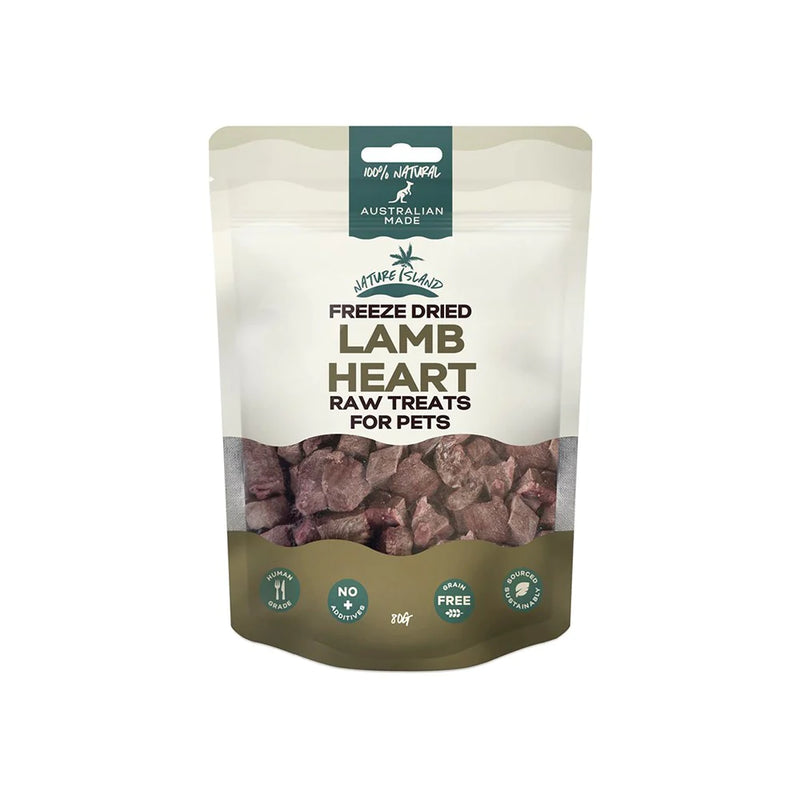 Nature Island Freeze Dried Lamb Heart Human-Grade Raw Pet Treats