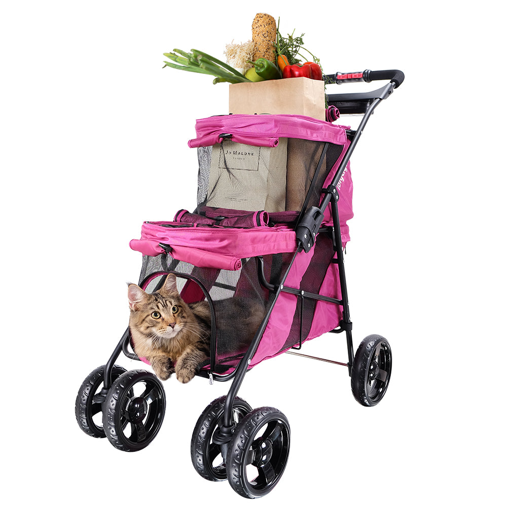 Ibiyaya Pet Bus Double Decker Foldable Stroller | PeekAPaw