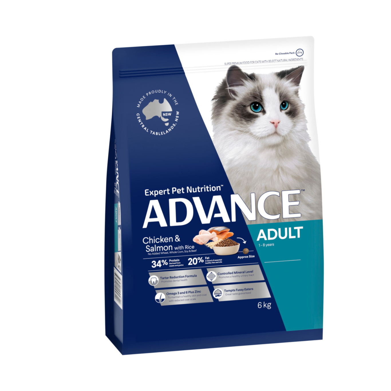 ADVANCE Adult Dry Cat Food Chicken & Salmon with Rice