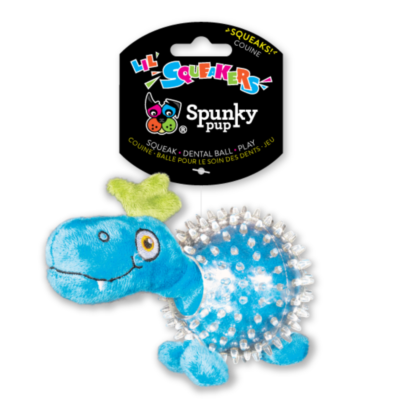 Spunky Pup Dog Toy Lil Bitty Squeakers Dinosaur | PeekAPaw