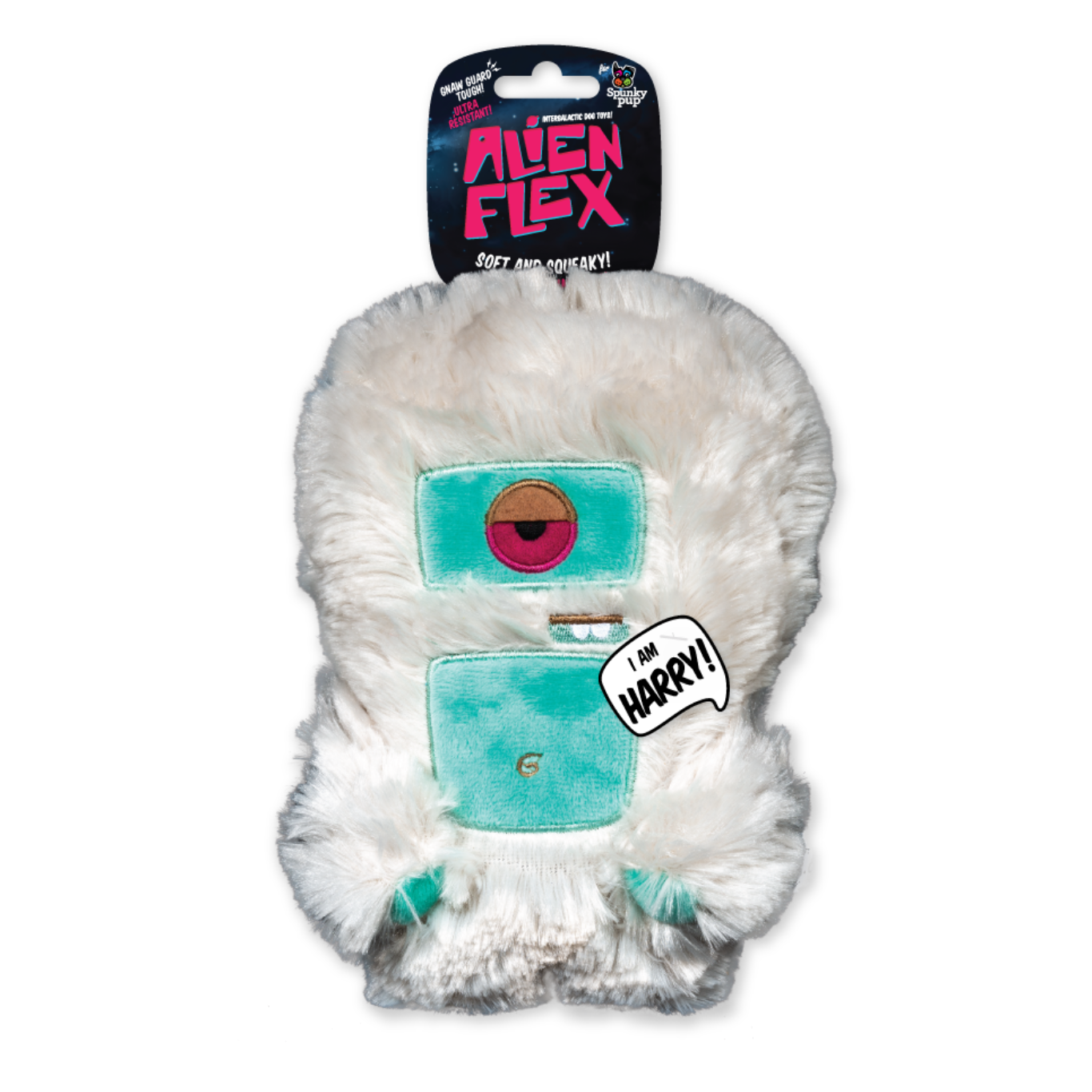 Spunky Pup Dog Toy Alien Flex Plush Harry | PeekAPaw