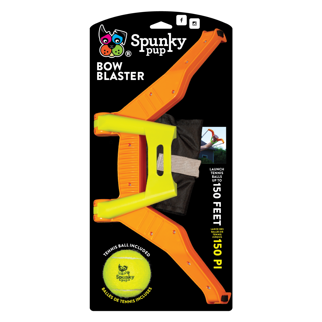 Spunky Pup Dog Toy Bow Blaster with Tennis Ball | PeekAPaw