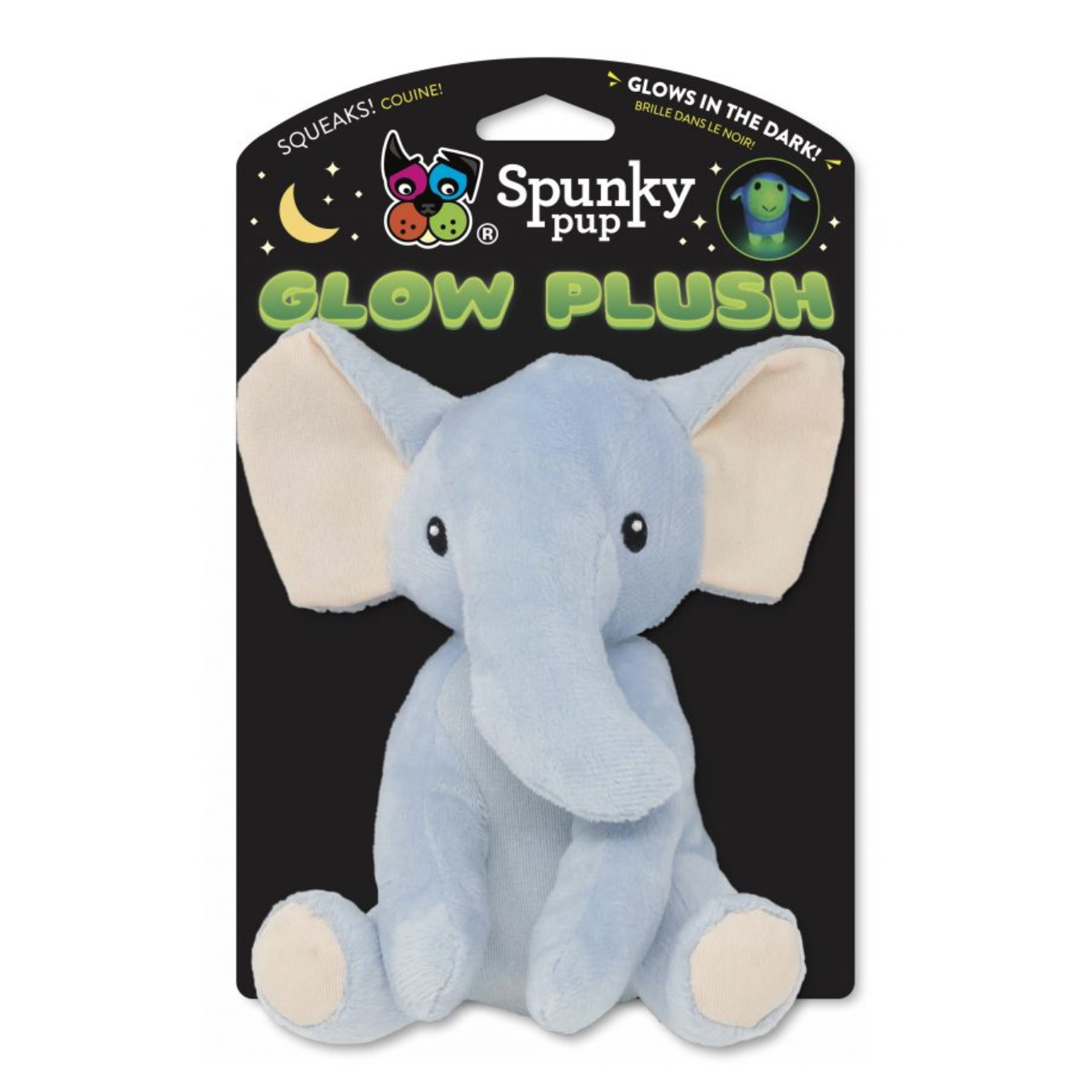 Spunky Pup Dog Toy Glow Plush Elephant | PeekAPaw