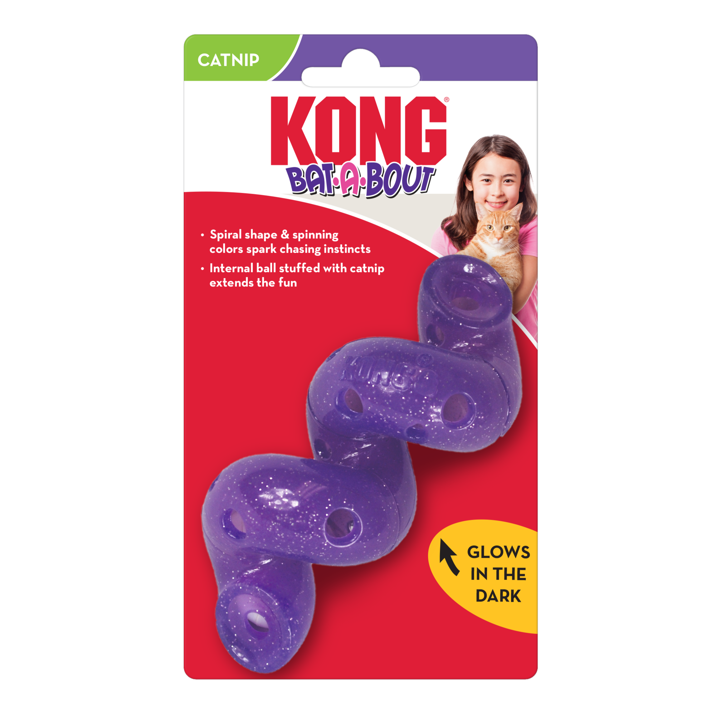 KONG Cat Toys Bat-A-Bout Spiral - Purple