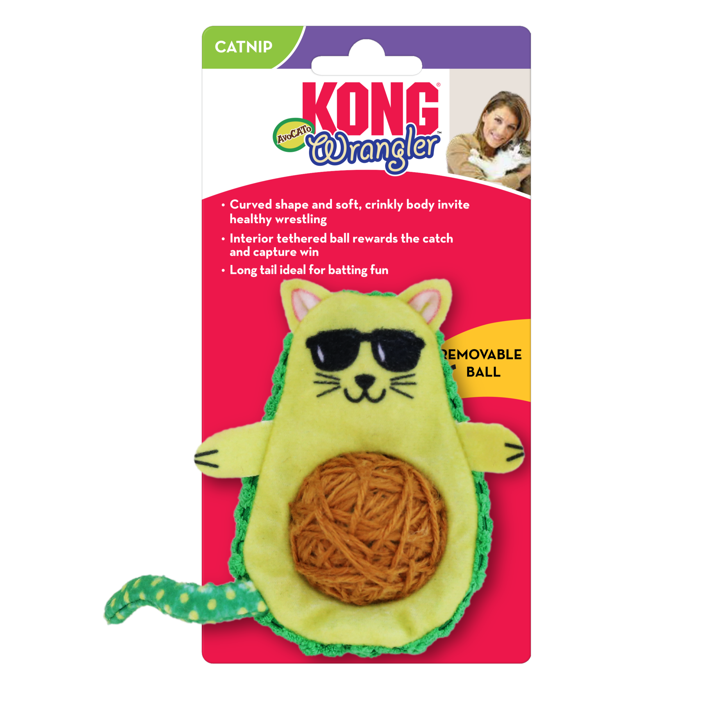 KONG Cat Toys Catnip Wrangler AvoCATo