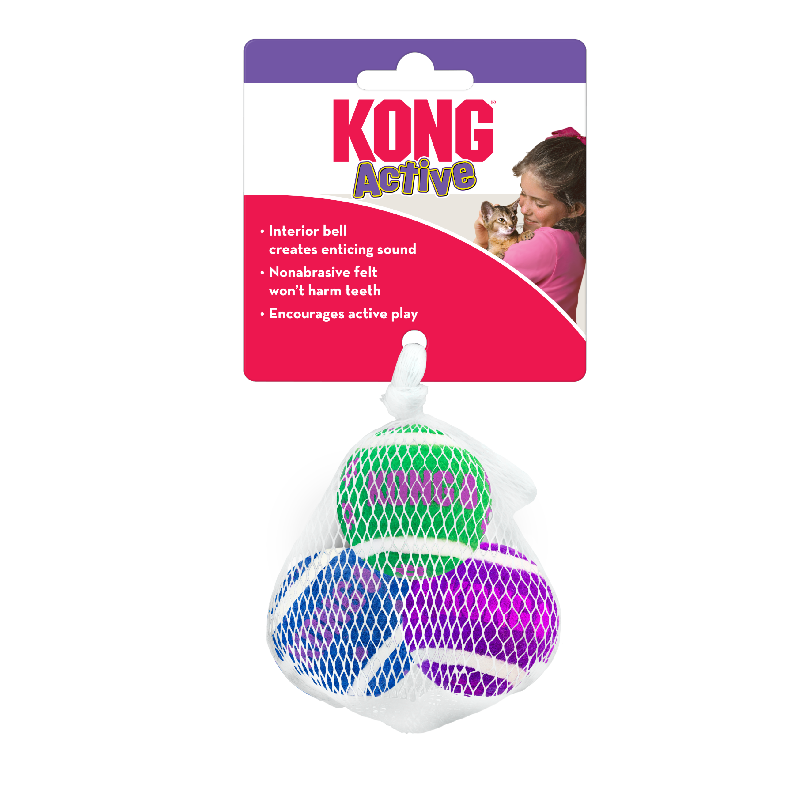 KONG Cat Toys Active Tennis Balls with Bells