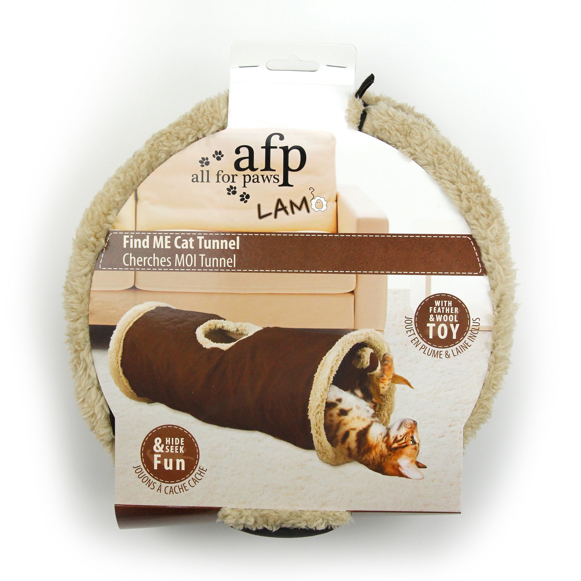 All for Paws AFP Lam Cat Lamb Find Me Cat Tunnel | PeekAPaw