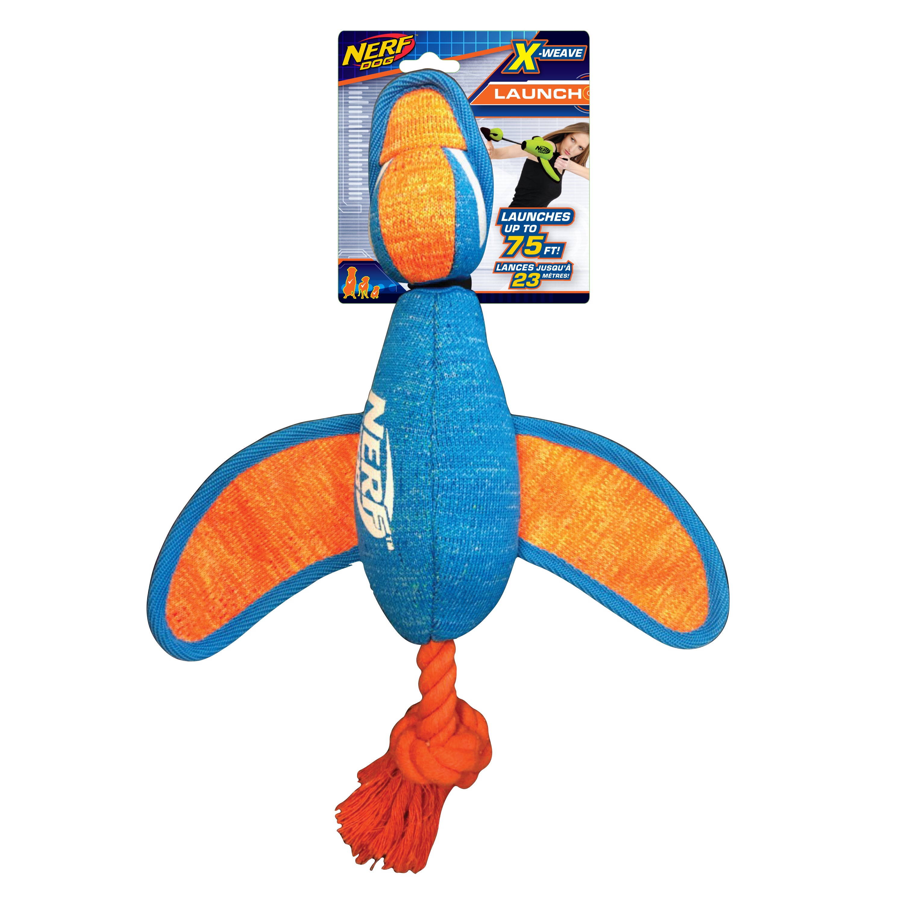 Nerf X Weave Dog Toy - Duck Launcher Blue/Orange 40 Cm